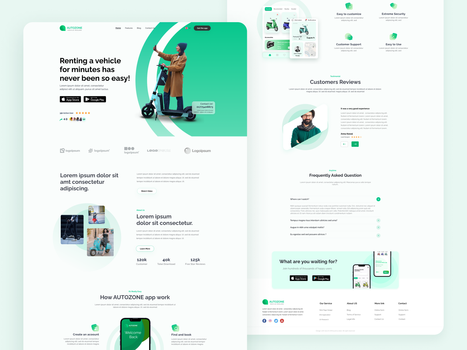 Rental mobile app landing page by Sadia Afrin on Dribbble