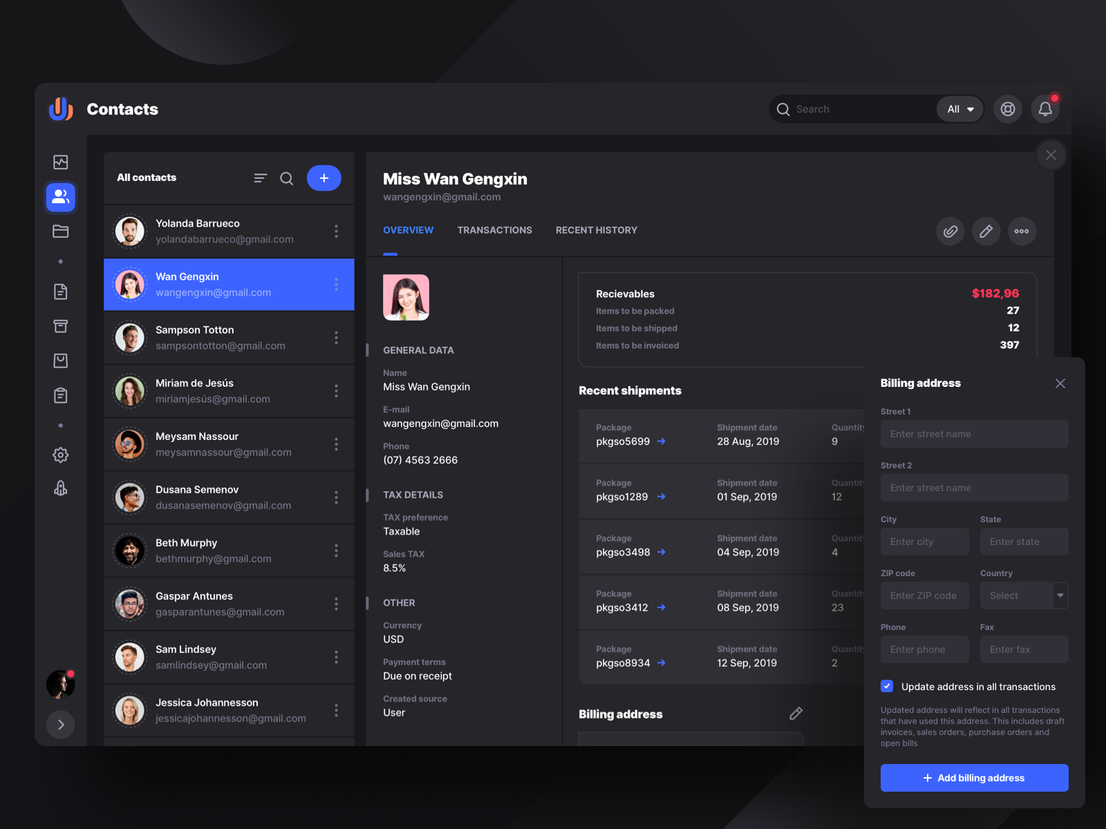 Contacts overview by Anton Yefimenko on Dribbble