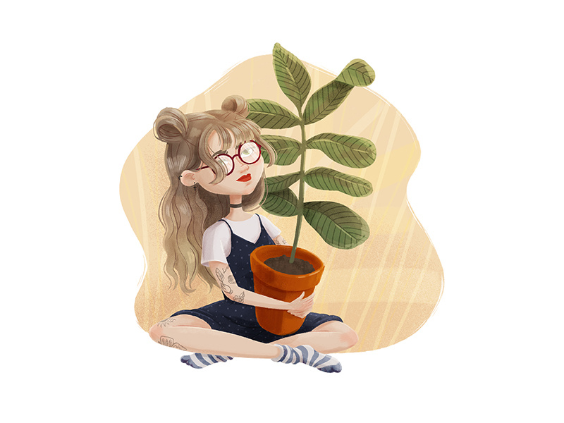 plant lady by Paulina Miracka on Dribbble