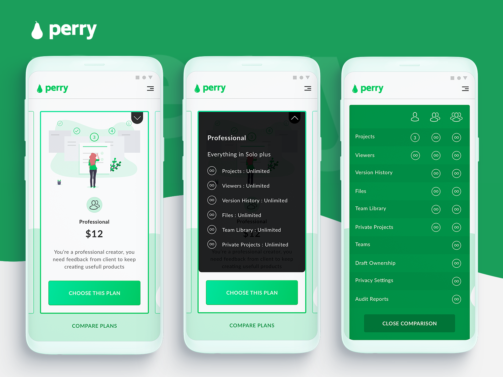 Perry App Concept : Choose your plan by Colbys on Dribbble