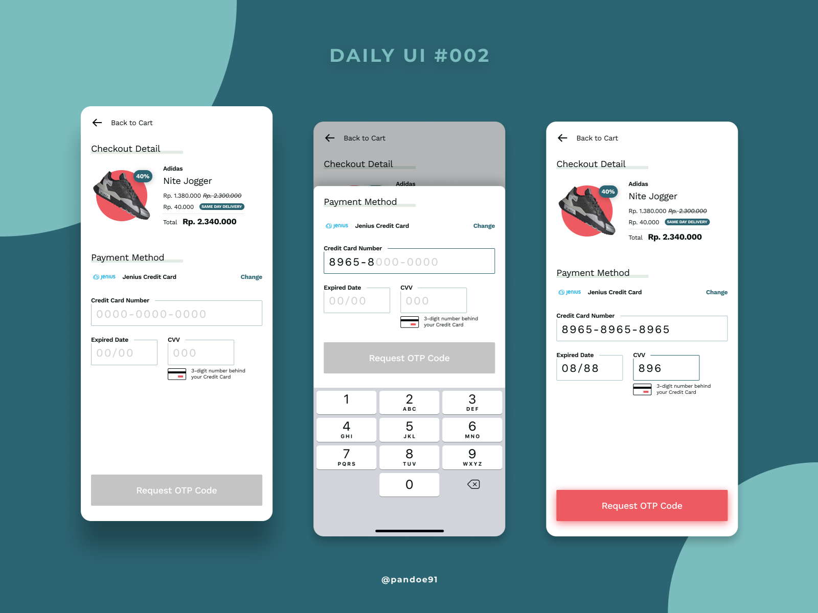 Daily UI #002 - Credit Card Checkout by Pandu Wibisono on Dribbble