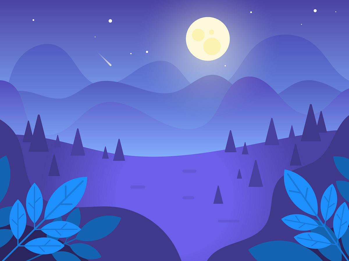 Vector Flat Design Art, Forest Landscape Background Design by Mark Rise ...