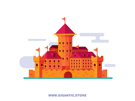 Flat Design CASTLE by Mark Rise on Dribbble