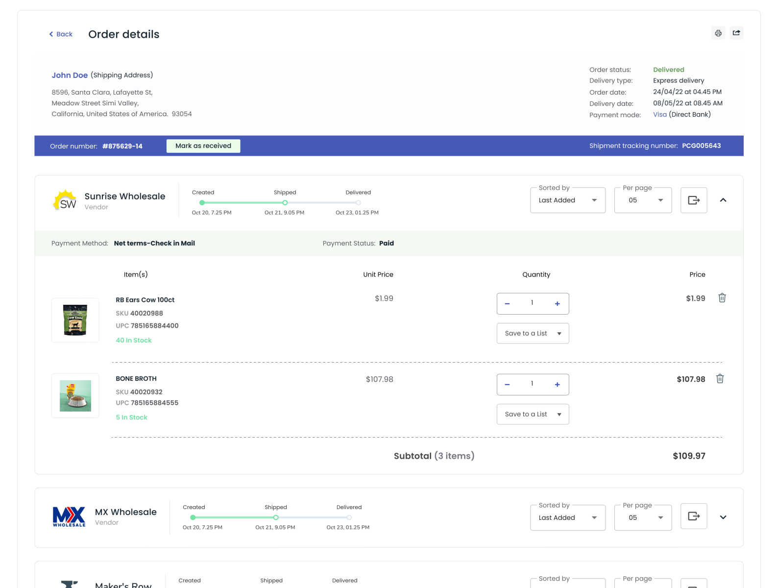Ecommerce B2B Vendor wise Order details by Venkatesh | Sr. UI / UX ...