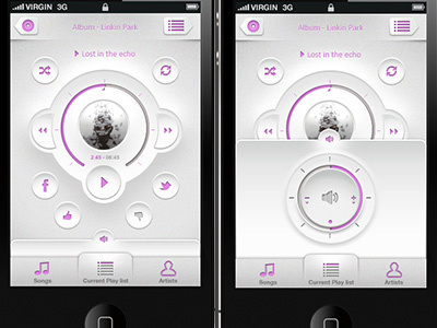 Music Player iPhone App with volume control by Ernest Gerber on Dribbble