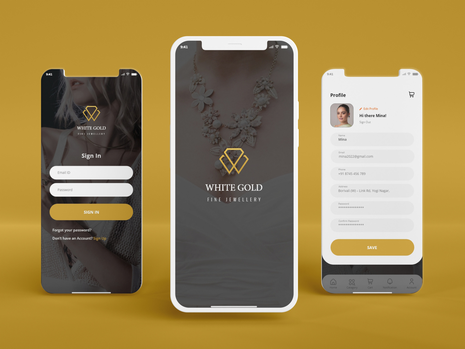 White Gold - Mobile App UI UX by Sumesh Creations on Dribbble