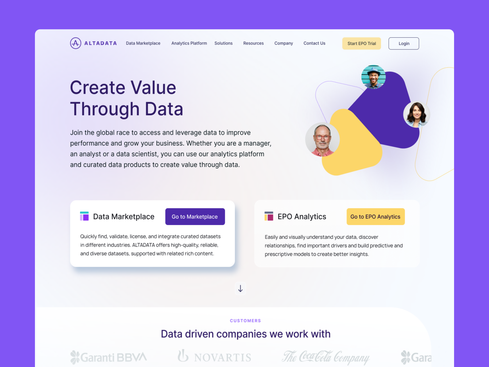 Homepage; Data & Insights Ecosystem by Altadata by Sare Gonenc on Dribbble
