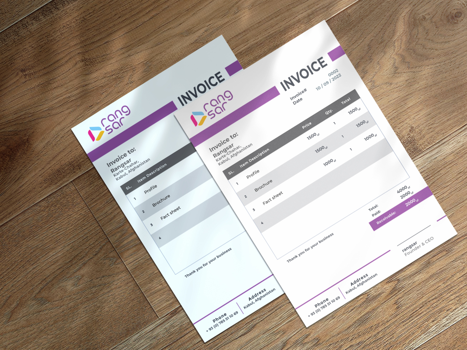 Invoice Design by RANGSAR on Dribbble