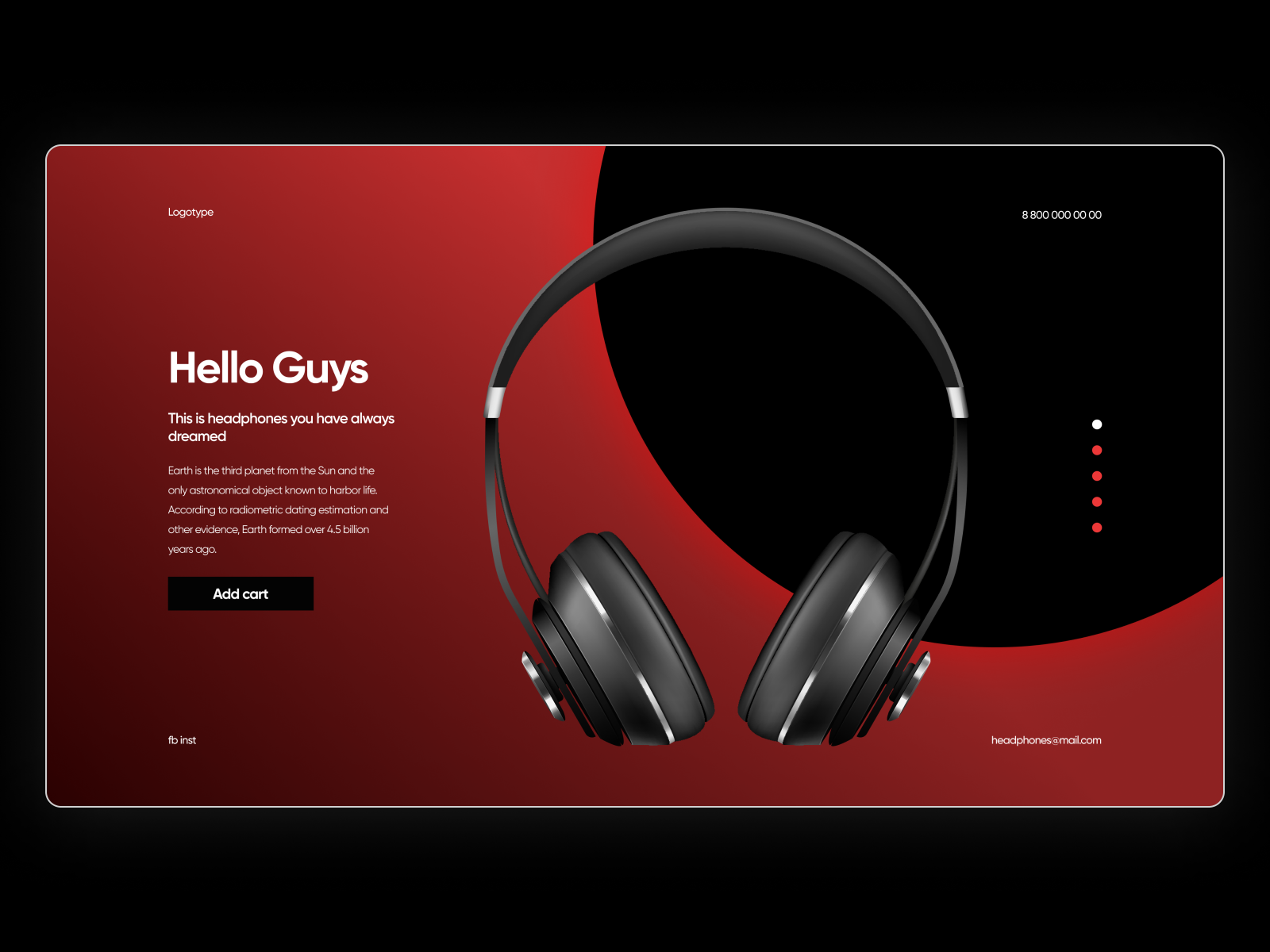Headphones landing page by Elizabeth M on Dribbble