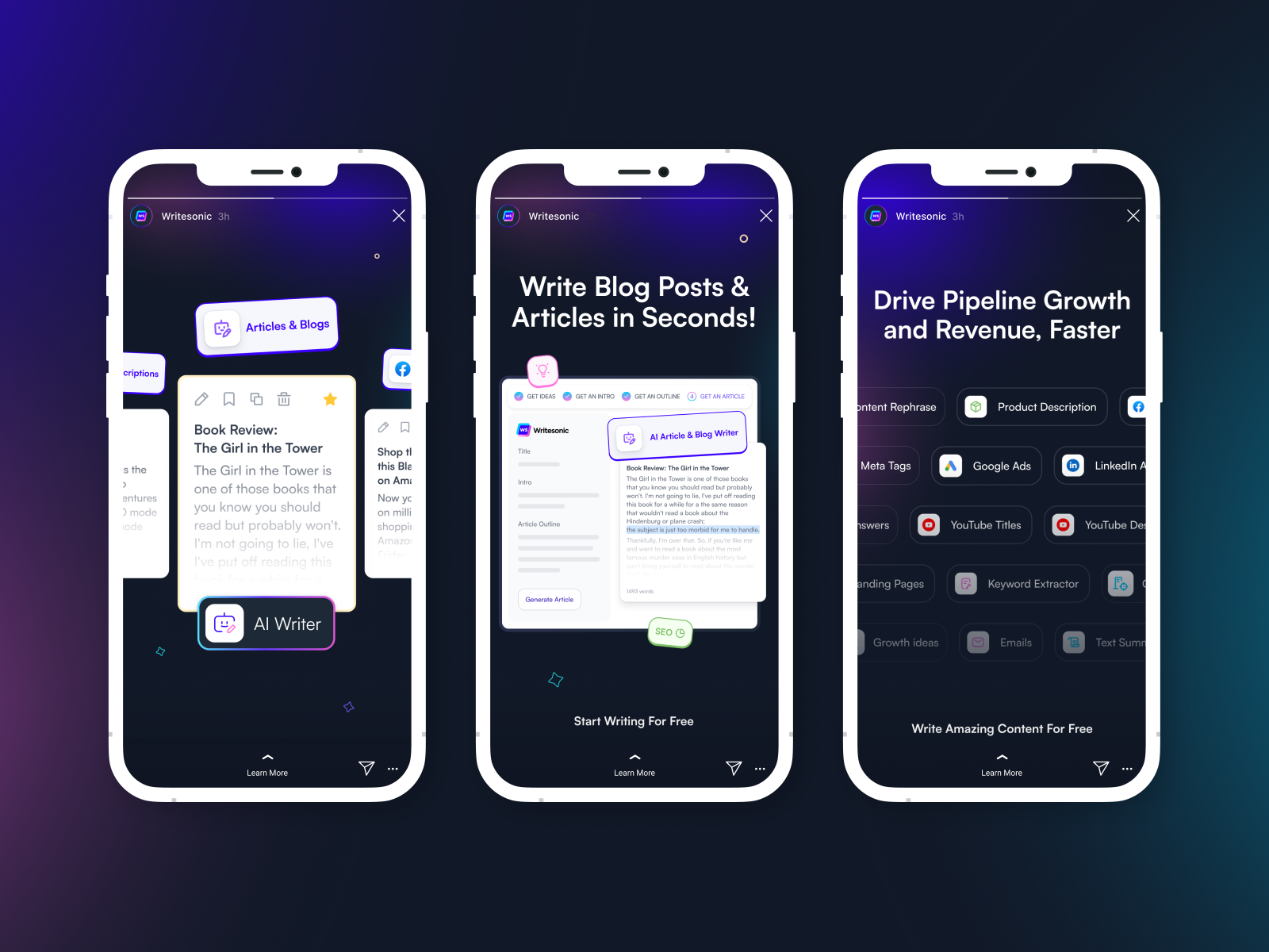 Writesonic - IG Story Ads by López del Cerro for Hey Digital on Dribbble