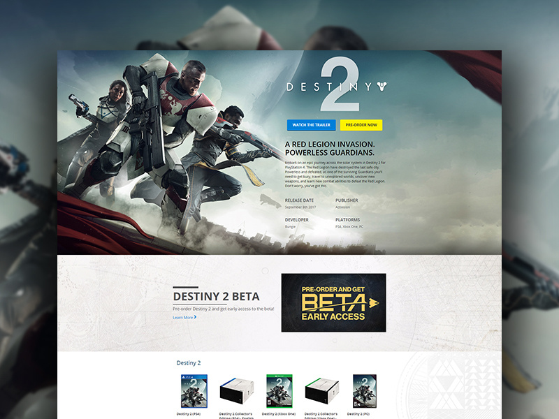 Destiny 2 Landing page by Kenny Reyes on Dribbble