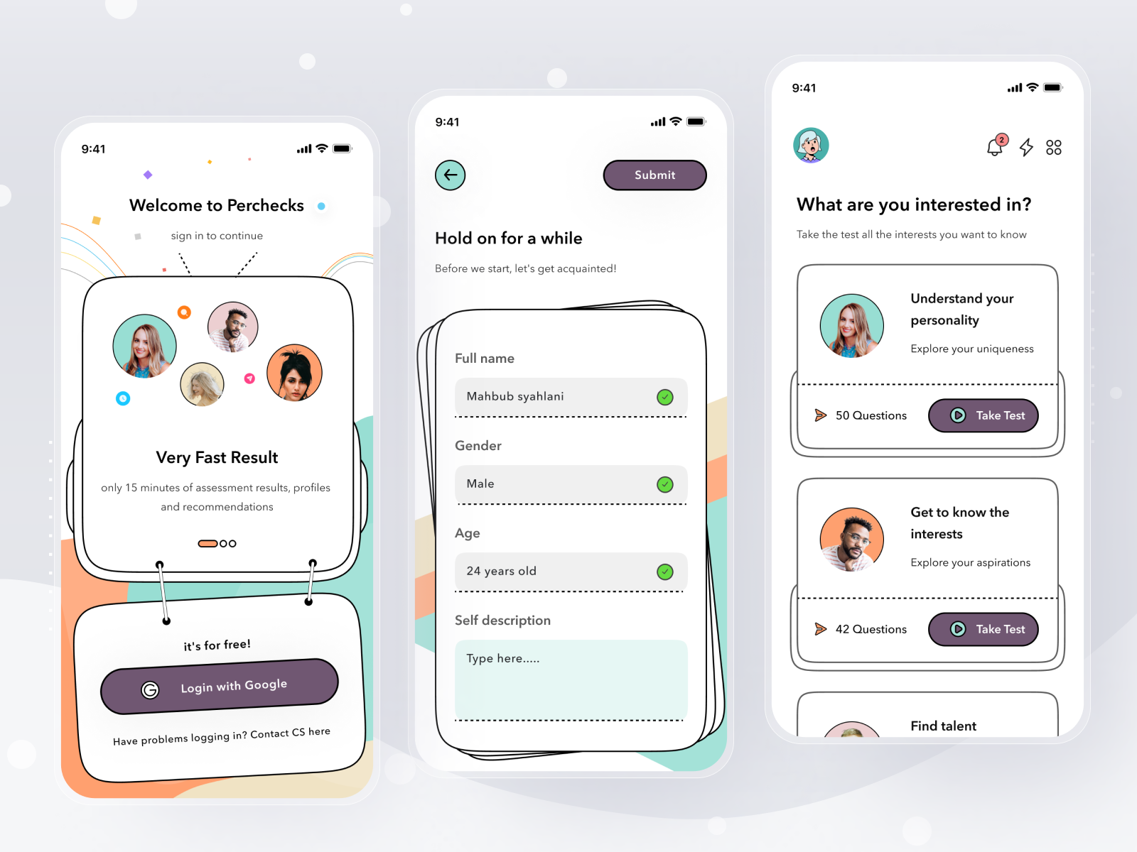 Personality Test App by Sulton handaya for Pelorous on Dribbble