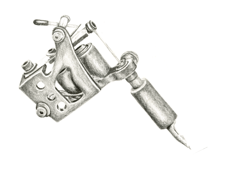 Tattoo Machine Drawing In Color