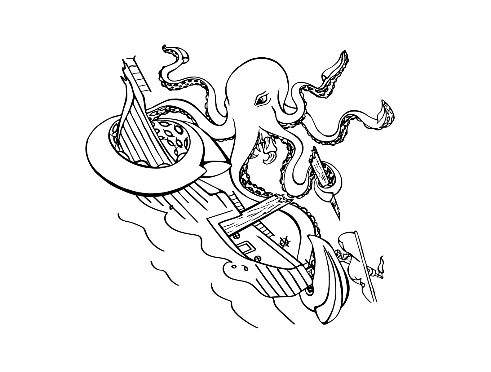Quick Kraken Ship Attack Doodle by Matthew Mitchell on Dribbble