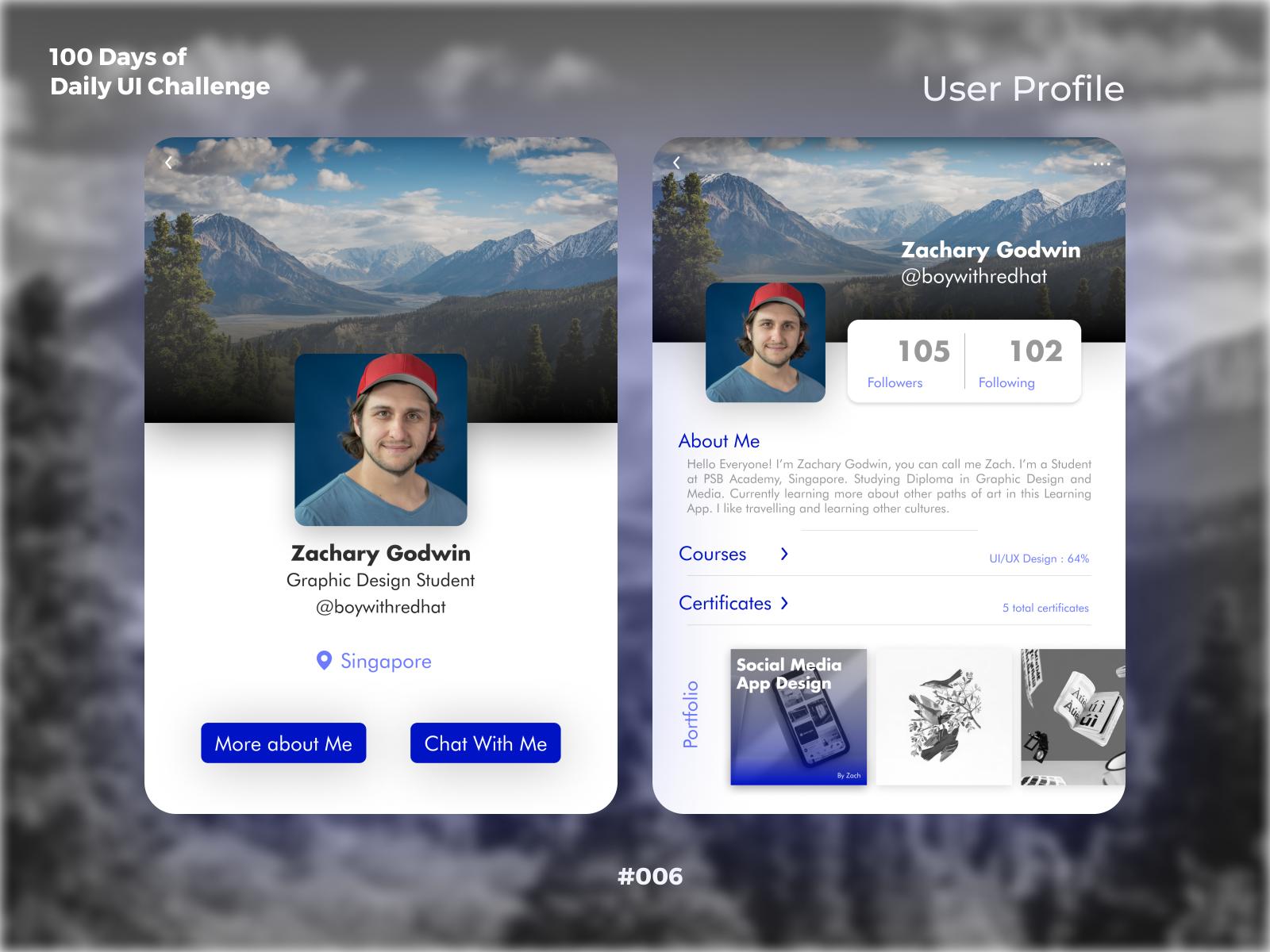 100 Days of UI - Day #006 (User Profile) by Muhammad Rafy "Murfy" on Dribbble