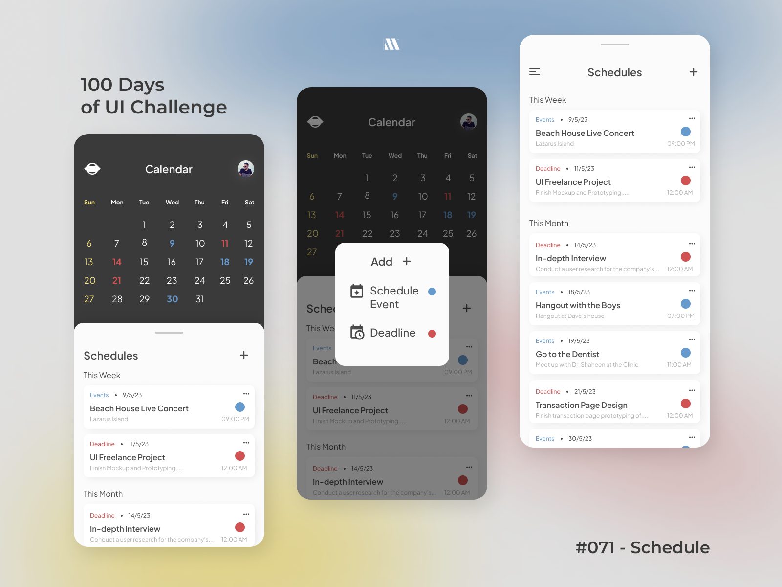 100 Days of UI - Day #071 (Schedule) by Muhammad Rafy "Murfy" on Dribbble