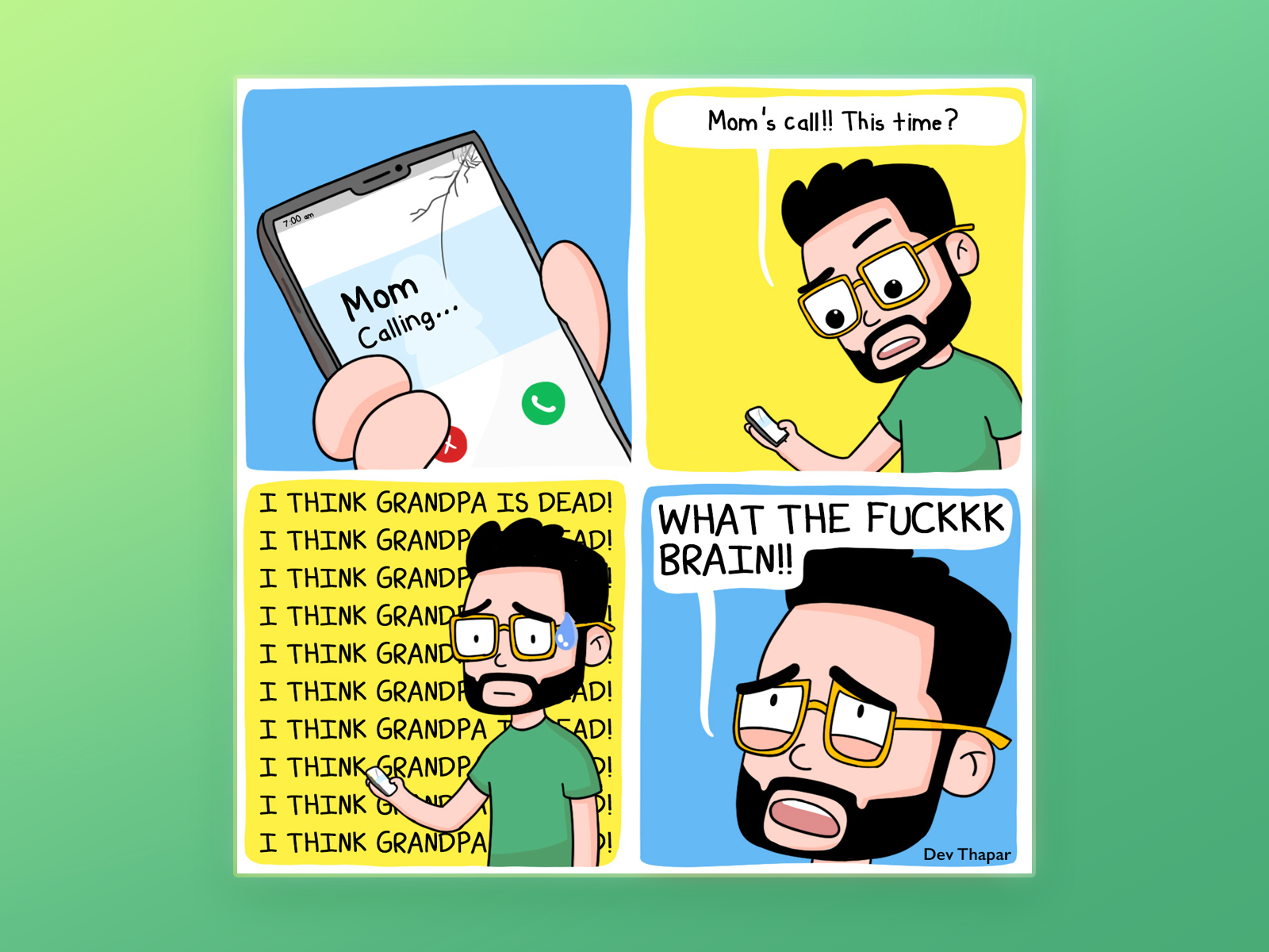 Mom calling - Comic by Dev Thapar on Dribbble