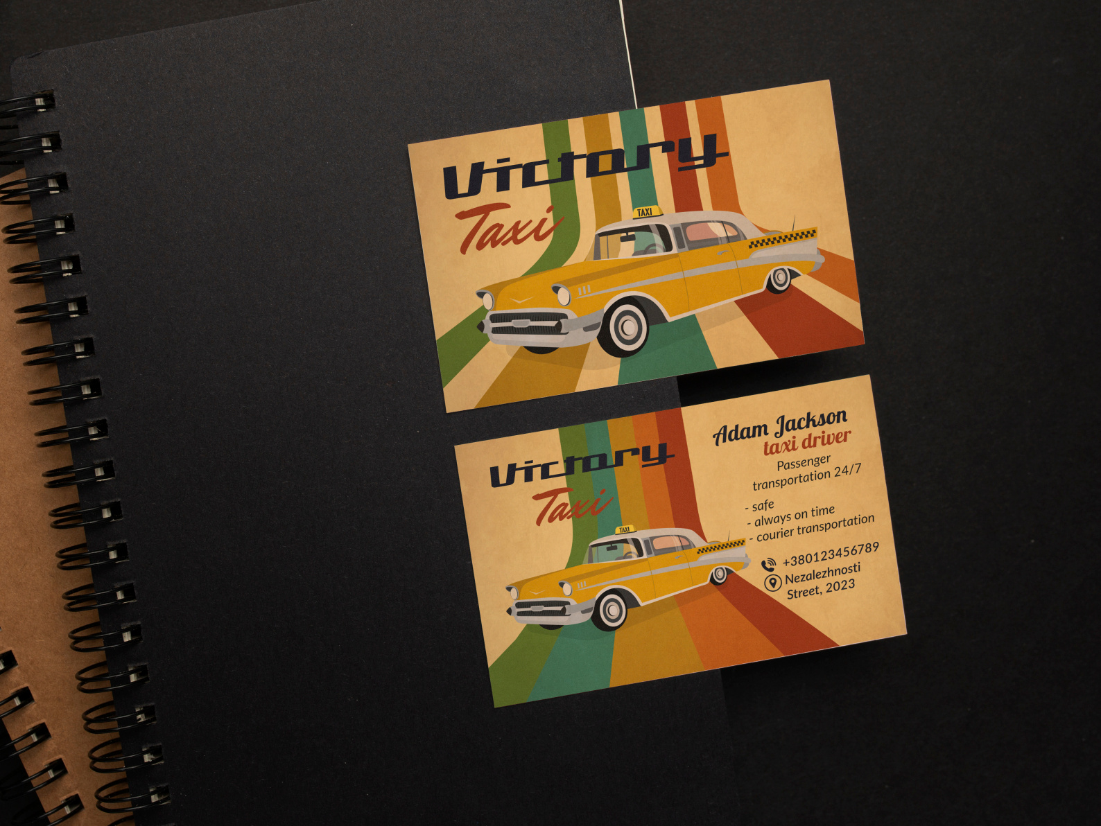 Business cards for taxi service in retro style by Anna Tomashenko on ...