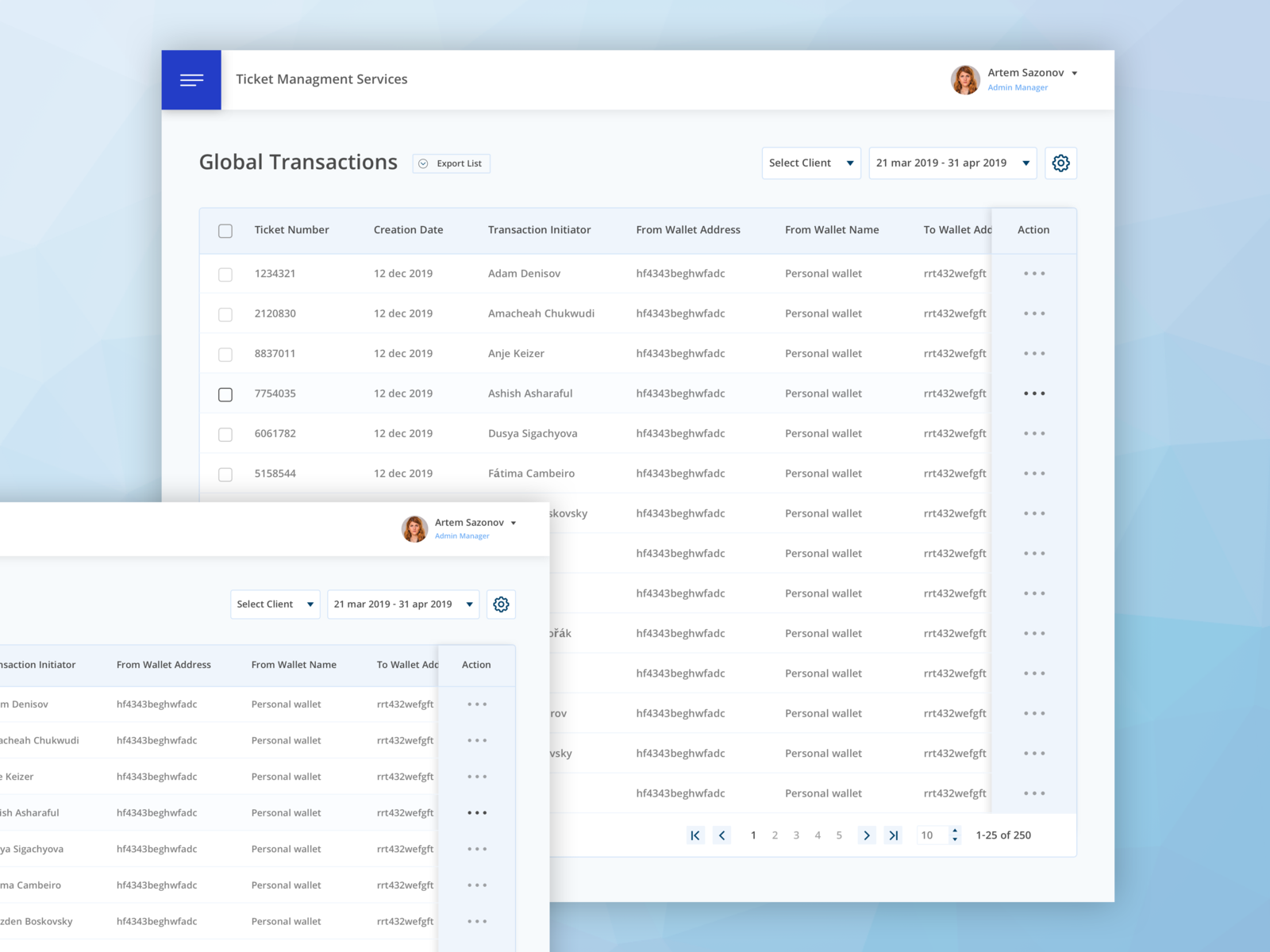 Horizontal Datatable by Suraj Srinivasa on Dribbble