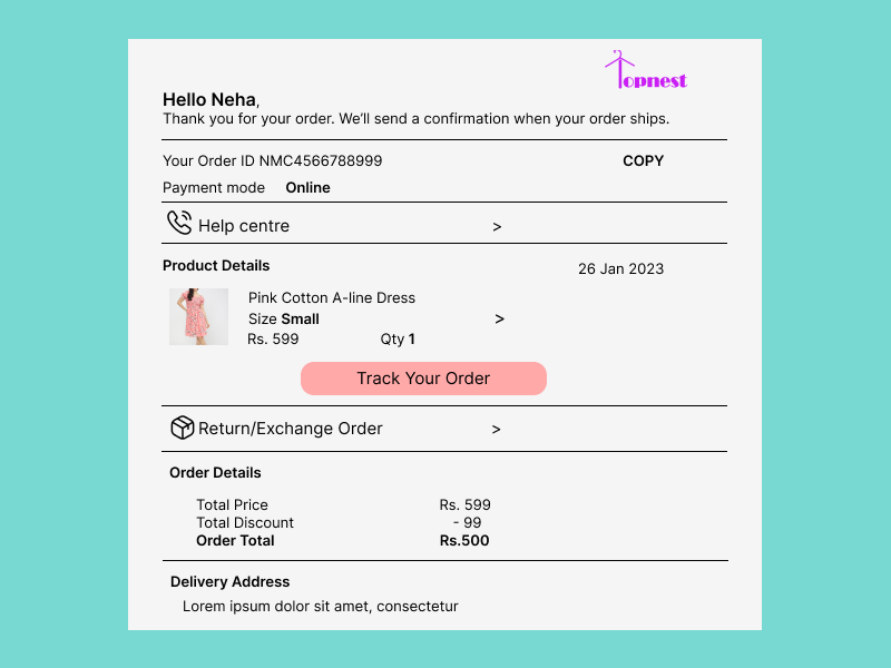 Email Receipt by Neha A Bhat on Dribbble