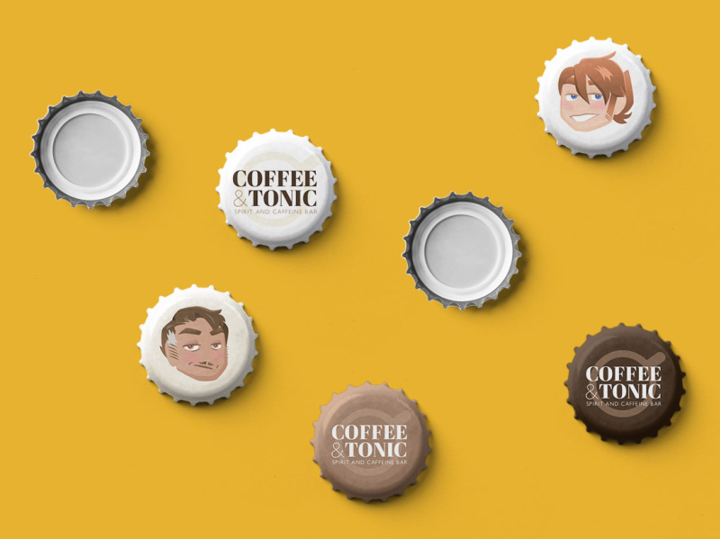 Coffee & Tonic bottle caps by Erin Feldman Designs on Dribbble