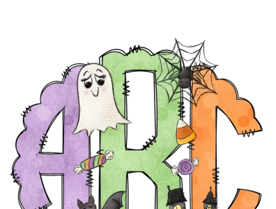 Halloween Monogram Letters, Pastel Spooky Sublimation PNG Elemen by ...