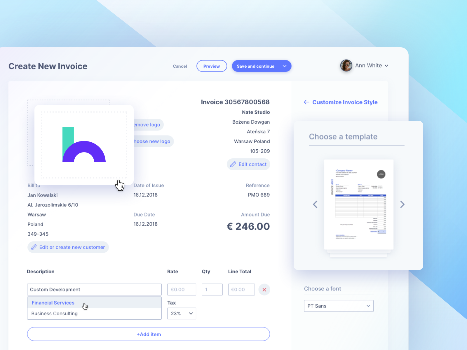 New Invoice InNinja by Bożena Dowgan on Dribbble