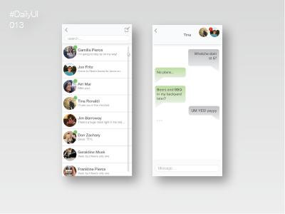Daily UI 013: Messaging App by Isabelle Fisk on Dribbble