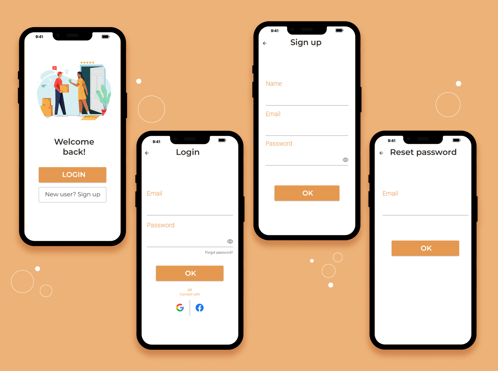 Welcome, Login and Sign up screens by Ridha Fathima on Dribbble