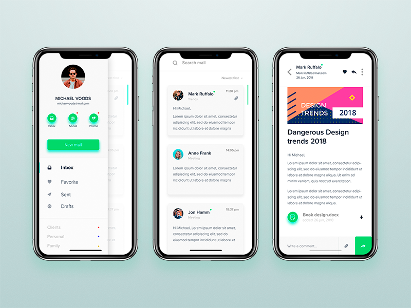 Mail app by Andrew Droug on Dribbble