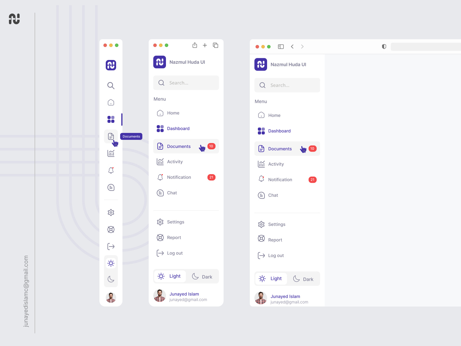 Sidebar navigation - Menu Designs by Nazmul Huda® on Dribbble