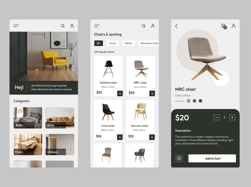 IKEA App UI redesign by Shruti Udyawar on Dribbble