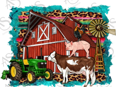 Farm Life Tractor with Cow Pig and Rooster Png by Artiststas on Dribbble