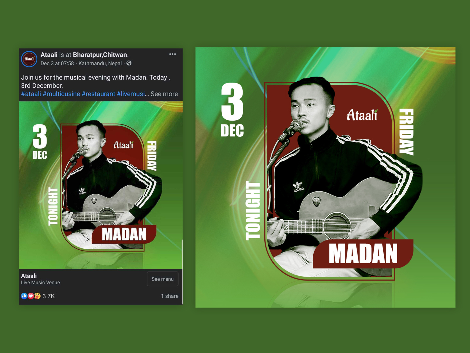 Restaurant | Live Music | Singer | Social Media Post Design by Sparsh ...