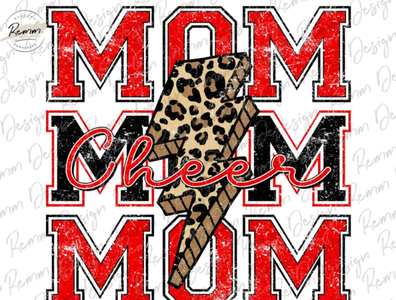 Cheer Mom Png, Red and Black Leopard Cheer Mom Lightning by Remm Design ...