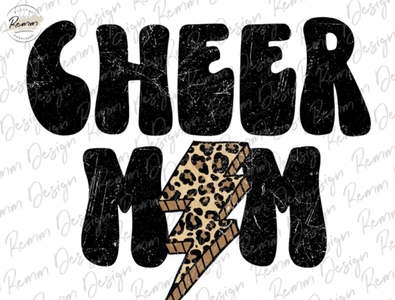 Cheer Mom Png, Retro Cheer Mom Lightning Bolt Png by Remm Design on ...