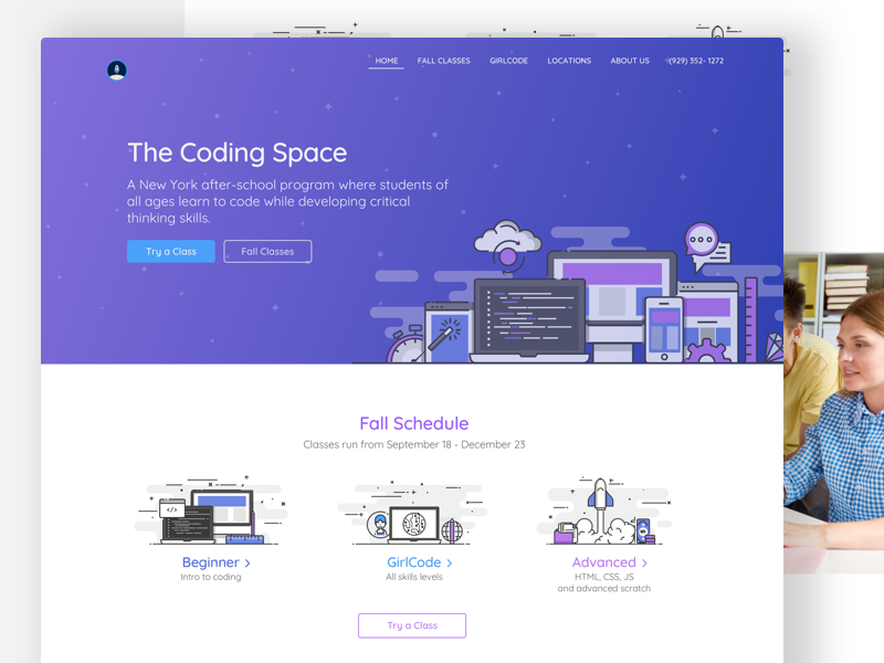 Coding Space Landing Page by Norde on Dribbble