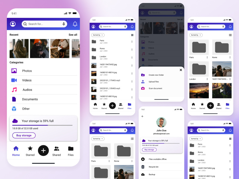 Cloud Storage App (UI design) by Anushka Jadhav on Dribbble