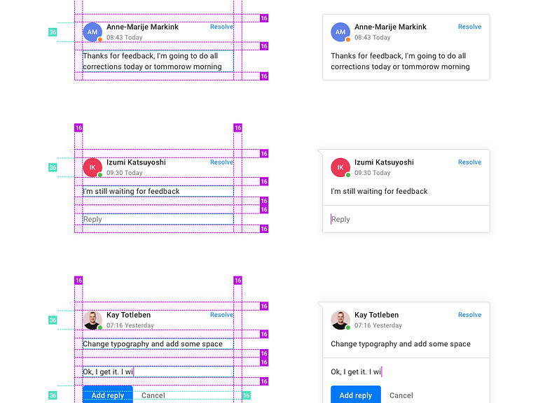 Comment system anatomy by Andrew Mialszygrosz for Autentika on Dribbble