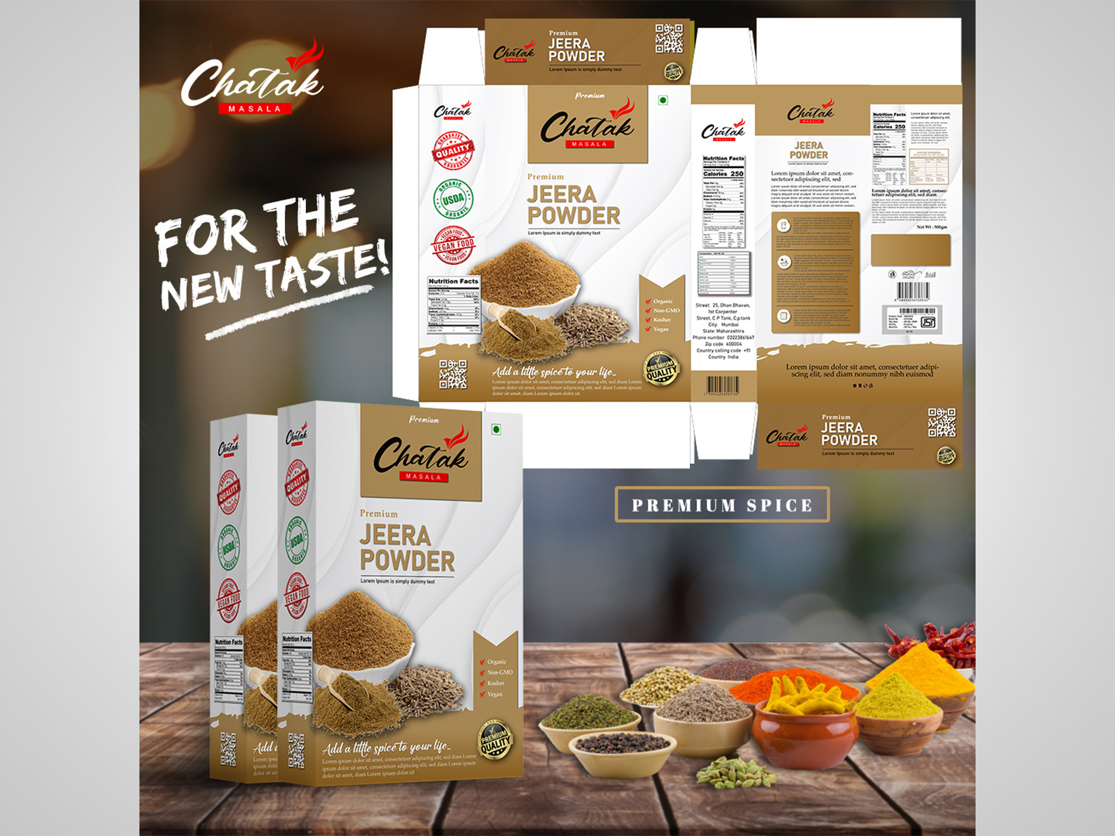 Jeera Powder (Masala) Box Label Design With Mockup , Poster by ...