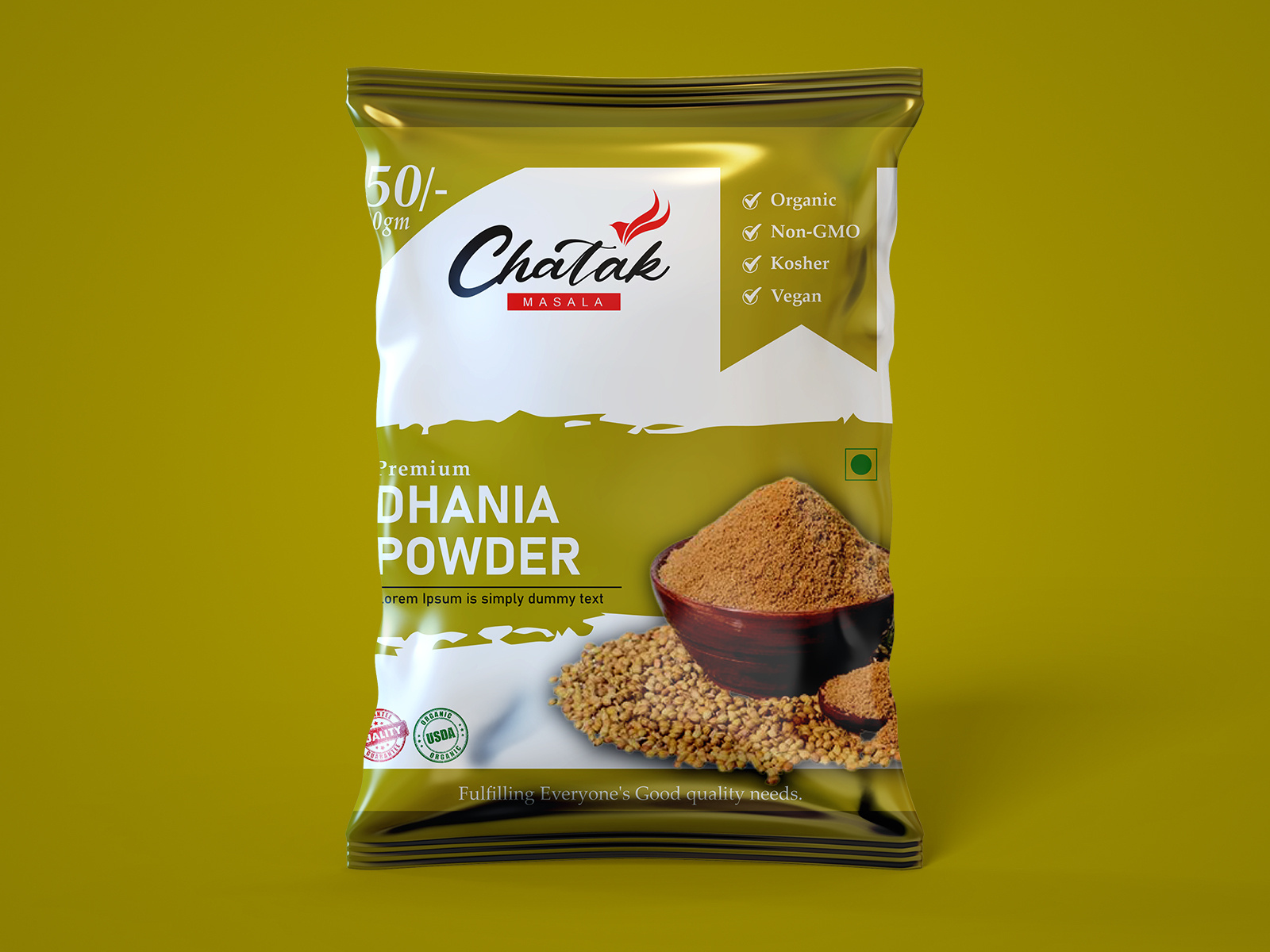 Dhania Powder (Masala) Pouch Design And Mockup by Marketorz on Dribbble