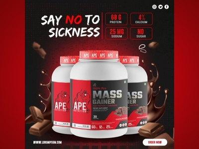 Mass Gainer Supplement (Ape Nutrition) Social Media Poster by Marketorz ...