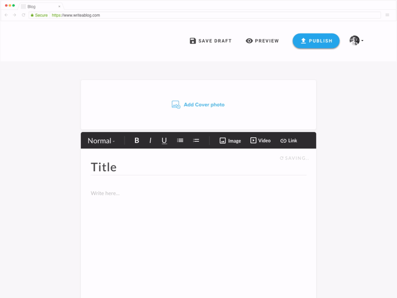 Interface for a blog editor by Rohit Raj on Dribbble
