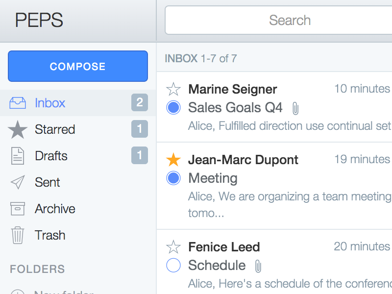Mail App UI by Ida Swarczewskaja on Dribbble