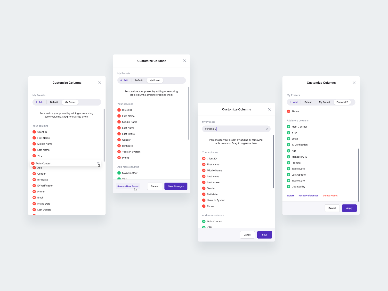 Food Boost - Customizable Table Columns by Vlad Patrașcu on Dribbble