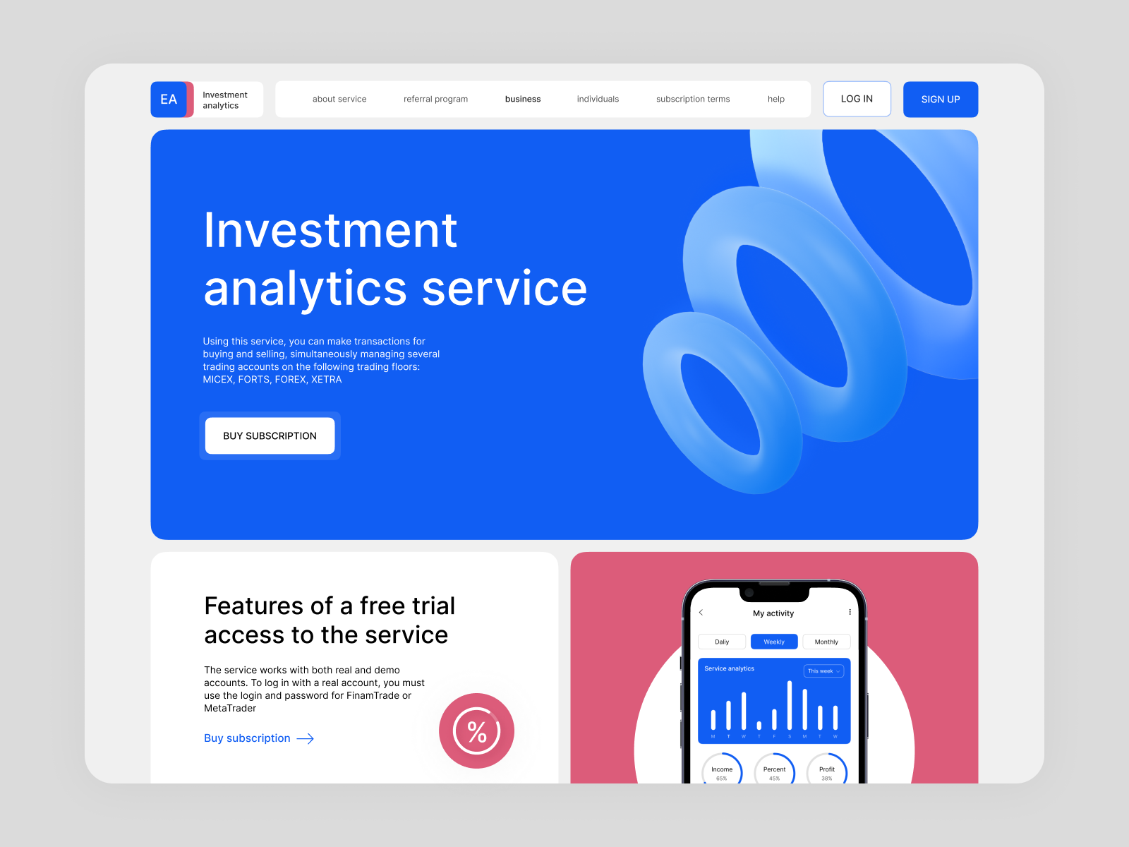 Investment service - ux/ui concept by Julia Gruzdeva on Dribbble