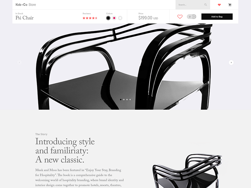 Kob + Co Store product view by Iván Soria on Dribbble