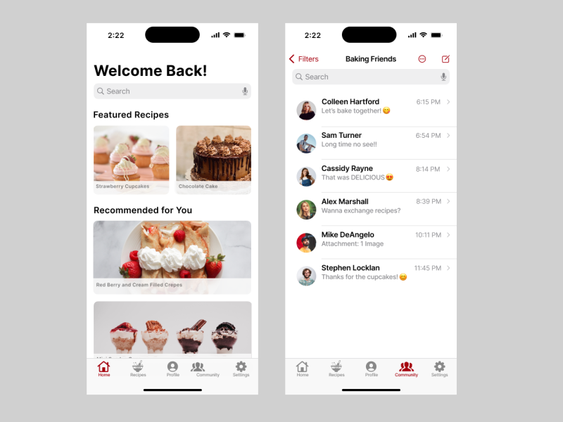 IOS Baking App Screens by Alexis Rojas on Dribbble