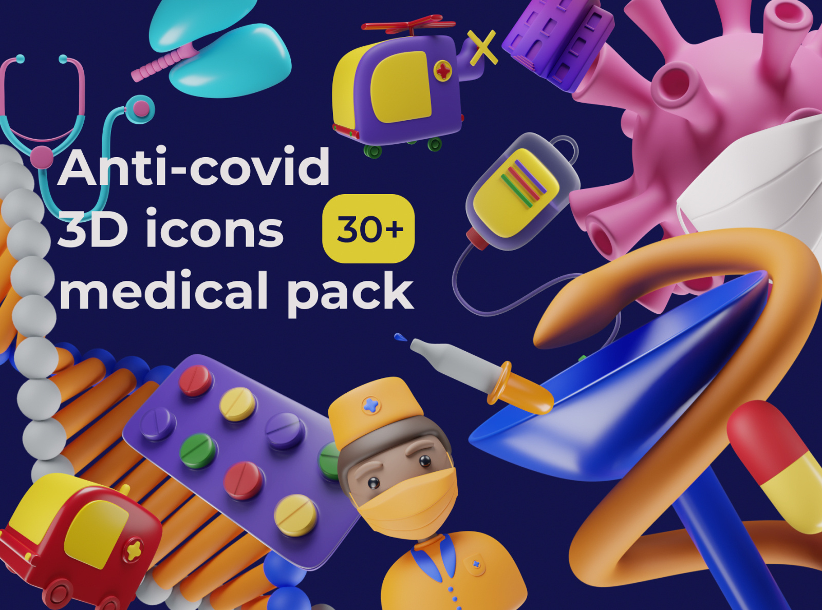 3d medical icons by Olga Veselova on Dribbble