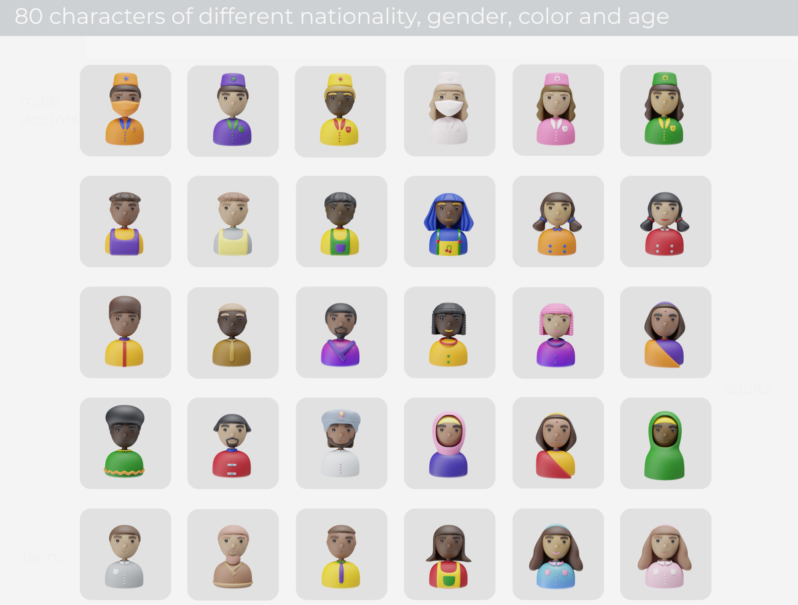 Different characters by Olga Veselova on Dribbble